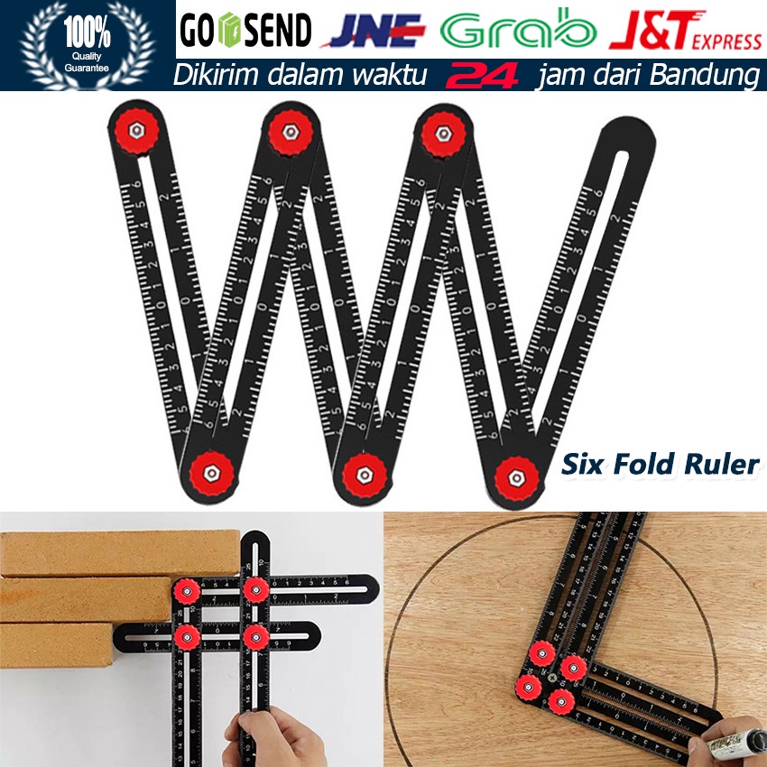 Jual Penggaris Lipat 6 Sudut Siku Pola Multifungsi Template Alat Ukur ...