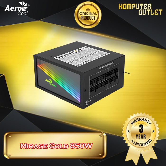 Jual AEROCOOL MIRAGE 850W 80+ GOLD RGB FULLY MODULAR - PSU RGB 850 WATT ...