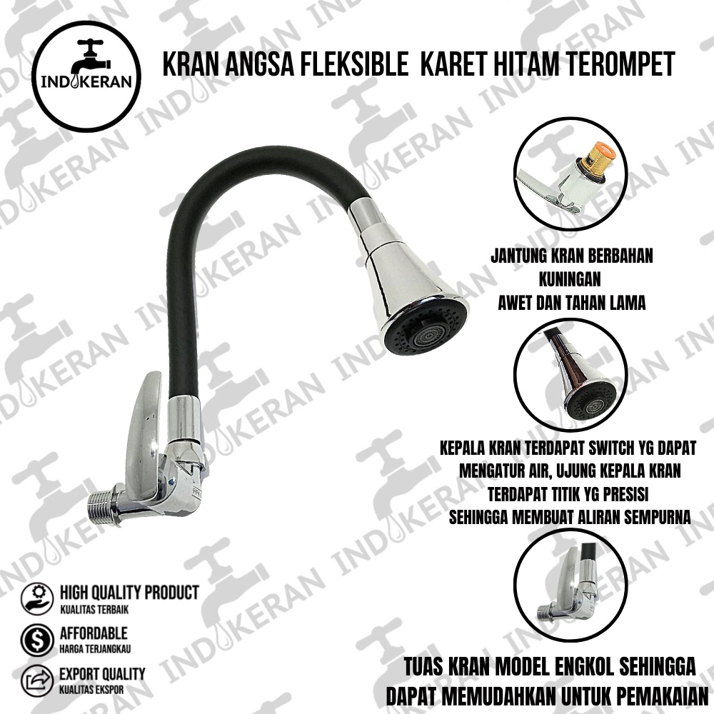 Jual INDOKERAN - Kran Angsa Karet Hitam Terompet - High Quality ...