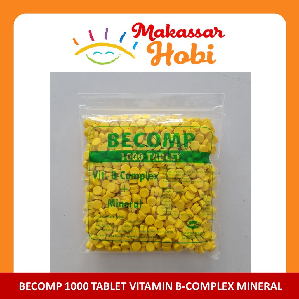 Jual BECOMP 1000 Tablet Vitamin B Complex + Mineral Ayam Sapi Kambing ...