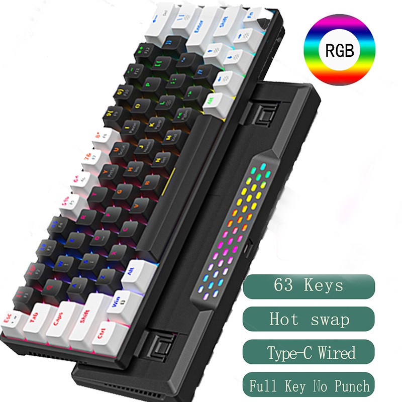 Jual Keyboard Mekanik Kabel Gaming Keyboard Blue Red Switch Mini 63 ...