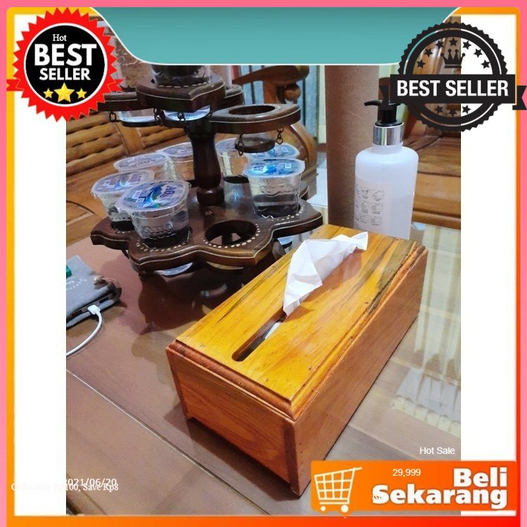 Jual Kotak Tisu / Tempat Tisu Kayu Pinus / Box Tissue Besar Natural ...