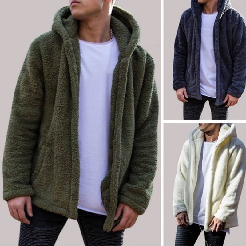 Jual Jaket Sherpa Hoodie Bulu Pria / Sherpa Jacket Pria Bulu Musim ...