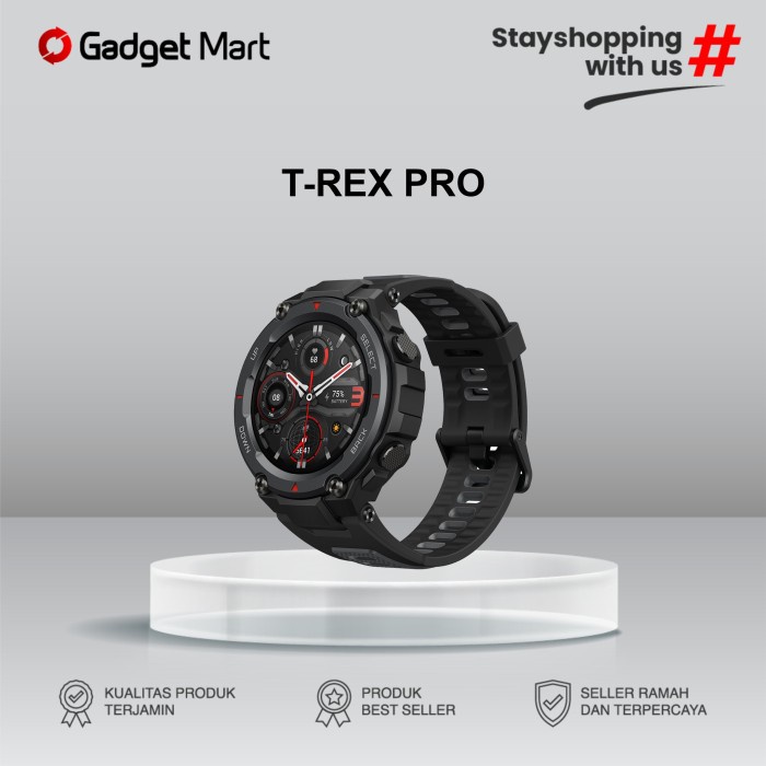 Jual Amazfit T-Rex Pro Smartwatch GPS 10 ATM jam tangan 100+ Sports mode - Garansi Resmi ...