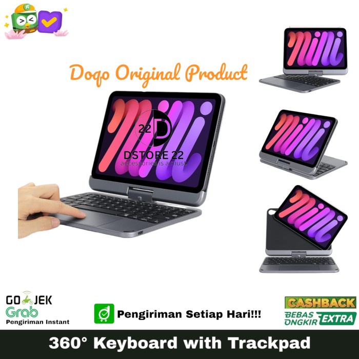 Jual DOQO iPad Mini 6 Magic Keyboard Trackpad Case Casing 360 Smart ...