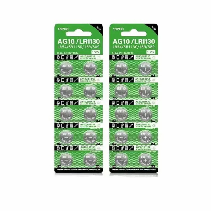 Jual Battery AG10 LR1130 LR54 SR1130 189 389 AG 10 LR 1130 | Shopee Indonesia