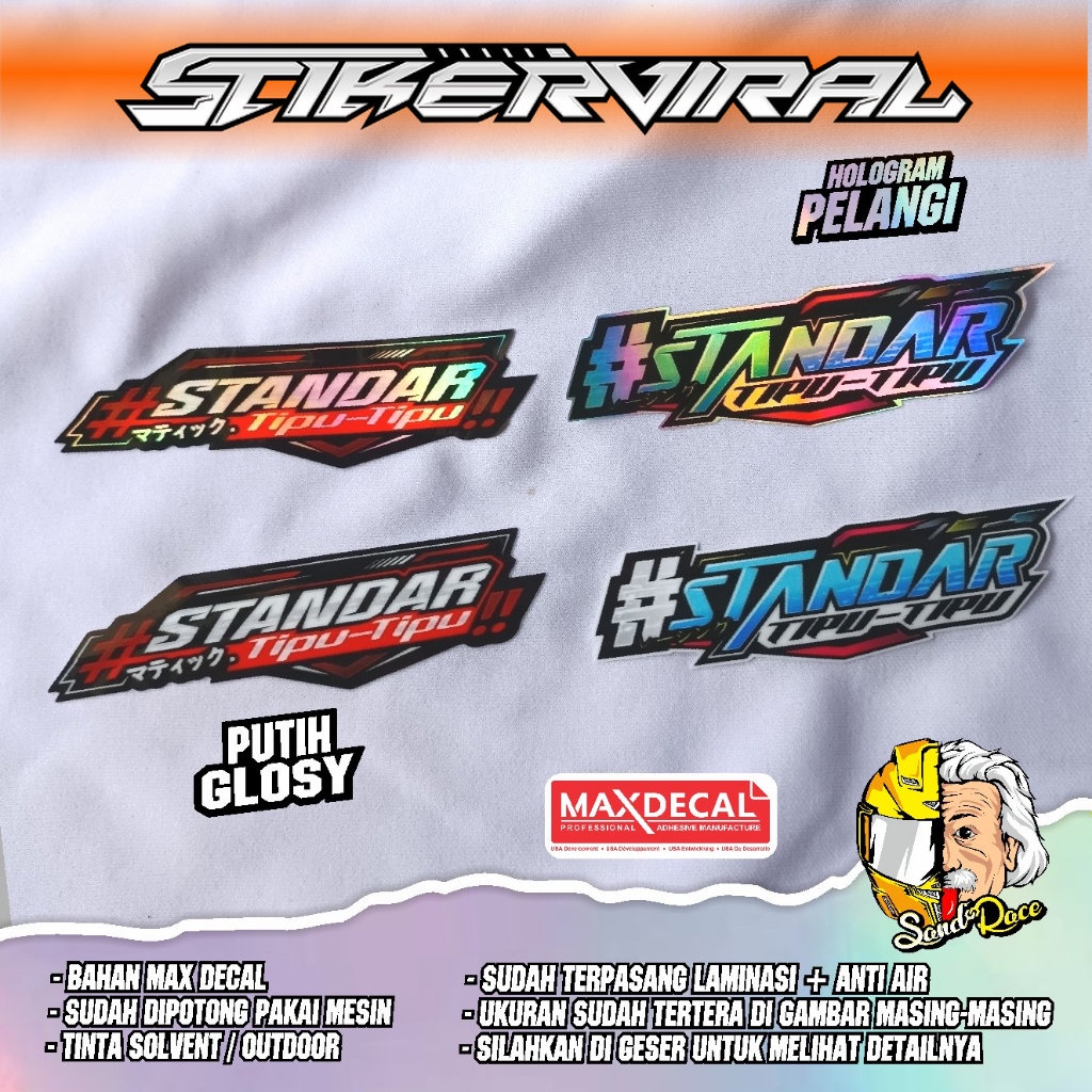 Jual stiker motor standar tipu tipu / sticker helm viral std tipu tipu ...