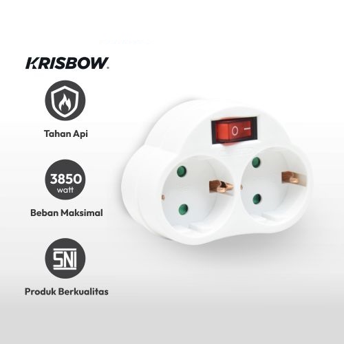 Jual Krisbow colokan listrik / Stop Kontak Schuko 2 Soket Dengan Switch ...