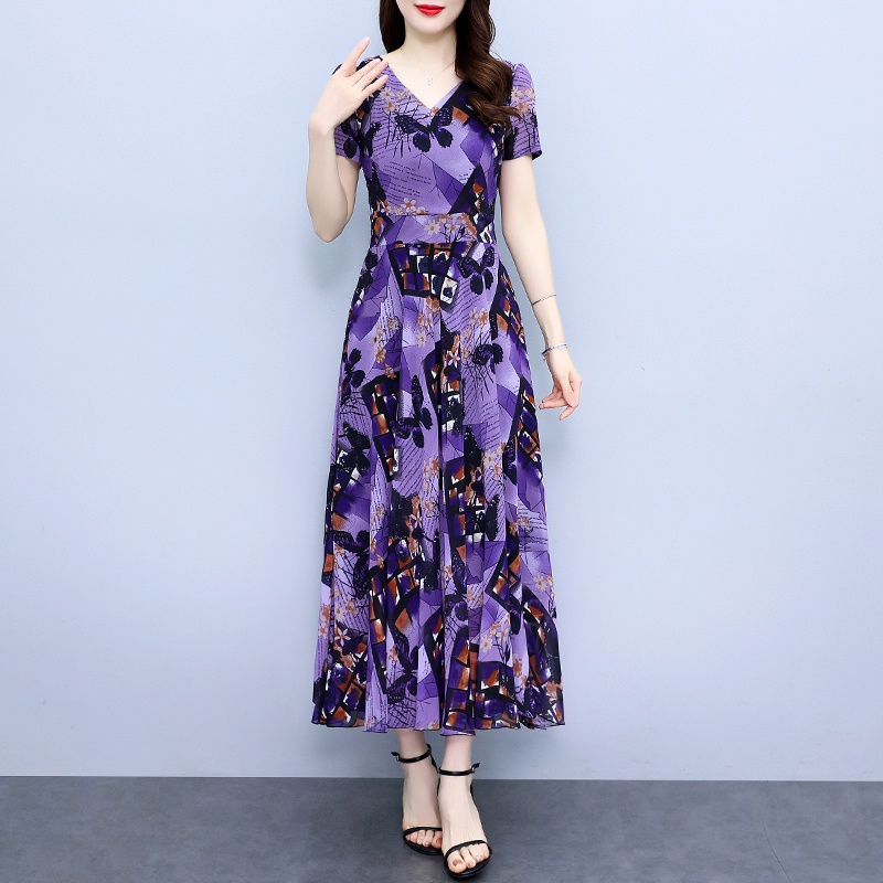 Jual FANMU 2025 Gaun sifon ungu Korea Baru/long dress | Shopee Indonesia