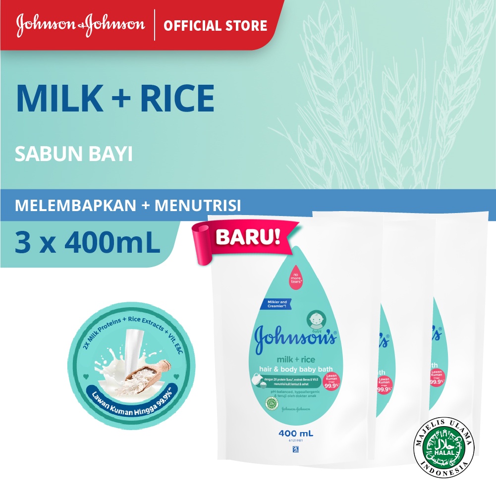 Jual JOHNSON'S Milk + Rice Hair & Body Baby Bath - Sabun Bayi 2in1 ...