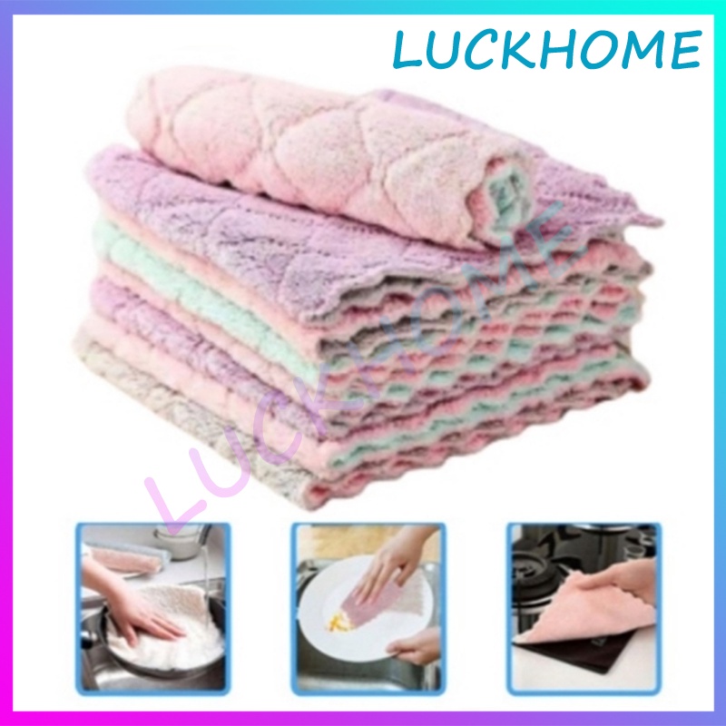 Jual 5PCS Kain Lap Piring Anti Minyak 27x16 Kain Lap Kain Microfiber ...