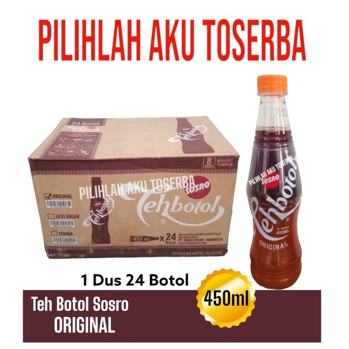 Jual Teh Botol Sosro PET Original 450 ml - ( HARGA 1 DUS ISI 24 ) | Shopee Indonesia