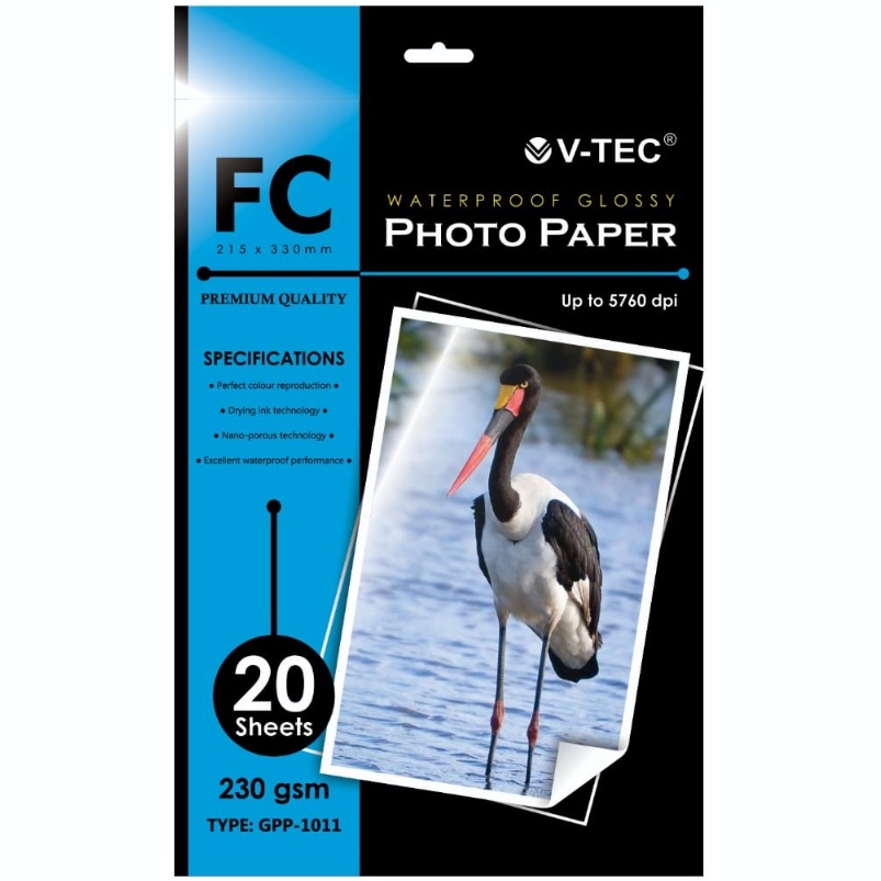 Jual Kertas Glossy Photo Paper Vtec FOLIO 230 gsm / Kertas Foto F4 ...