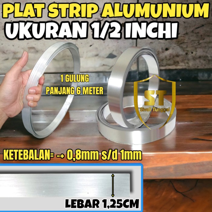 Jual PLAT STRIP ALUMINIUM 1/2" INCHI (1.25CM)x 6MTRxTEBAL 1MM | Shopee ...