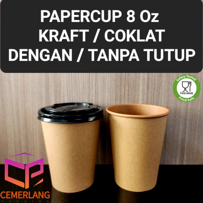 Jual Hot Paper Cup 8 oz PaperCup 8oz Kraft Coklat Polos Cangkir Kopi Kertas 50pcs | Shopee Indonesia