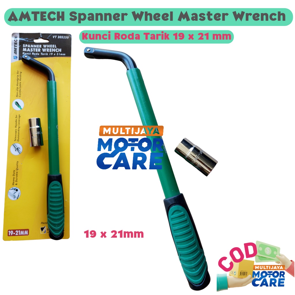 Jual AMTECH Kunci Roda Tarik 19 x 21 mm Spanner Wheel Master Wrench ...