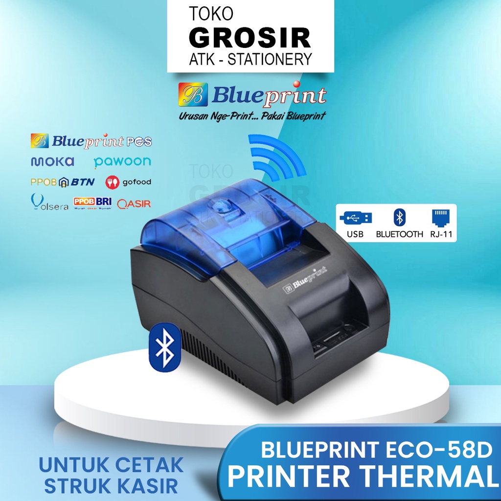 Jual Printer Bluetooth thermal kasir ECO 58D Blueprint ( USB + BT ...