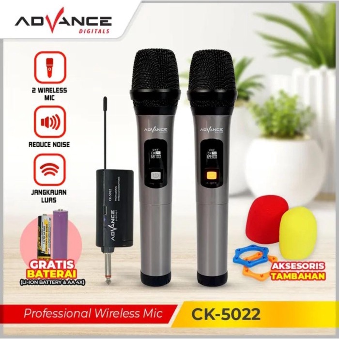 Jual Advance Microphone Professional Double Wireless Mic Wirless CK5022 ...