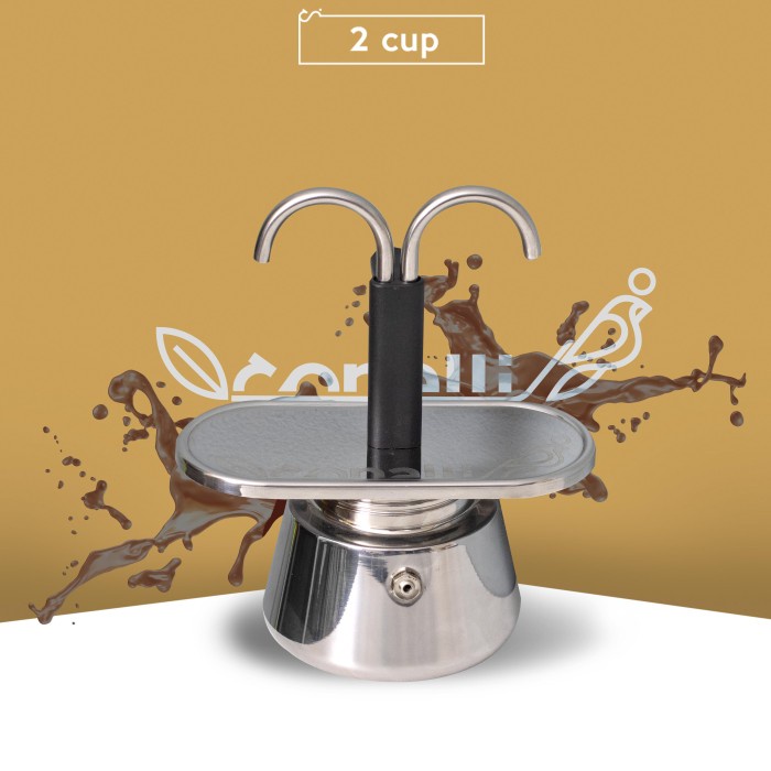 Jual CONALLI 2 Cup Mokapot Durano Stainless Moka Pot Mini Espresso Coffee Maker | Shopee Indonesia
