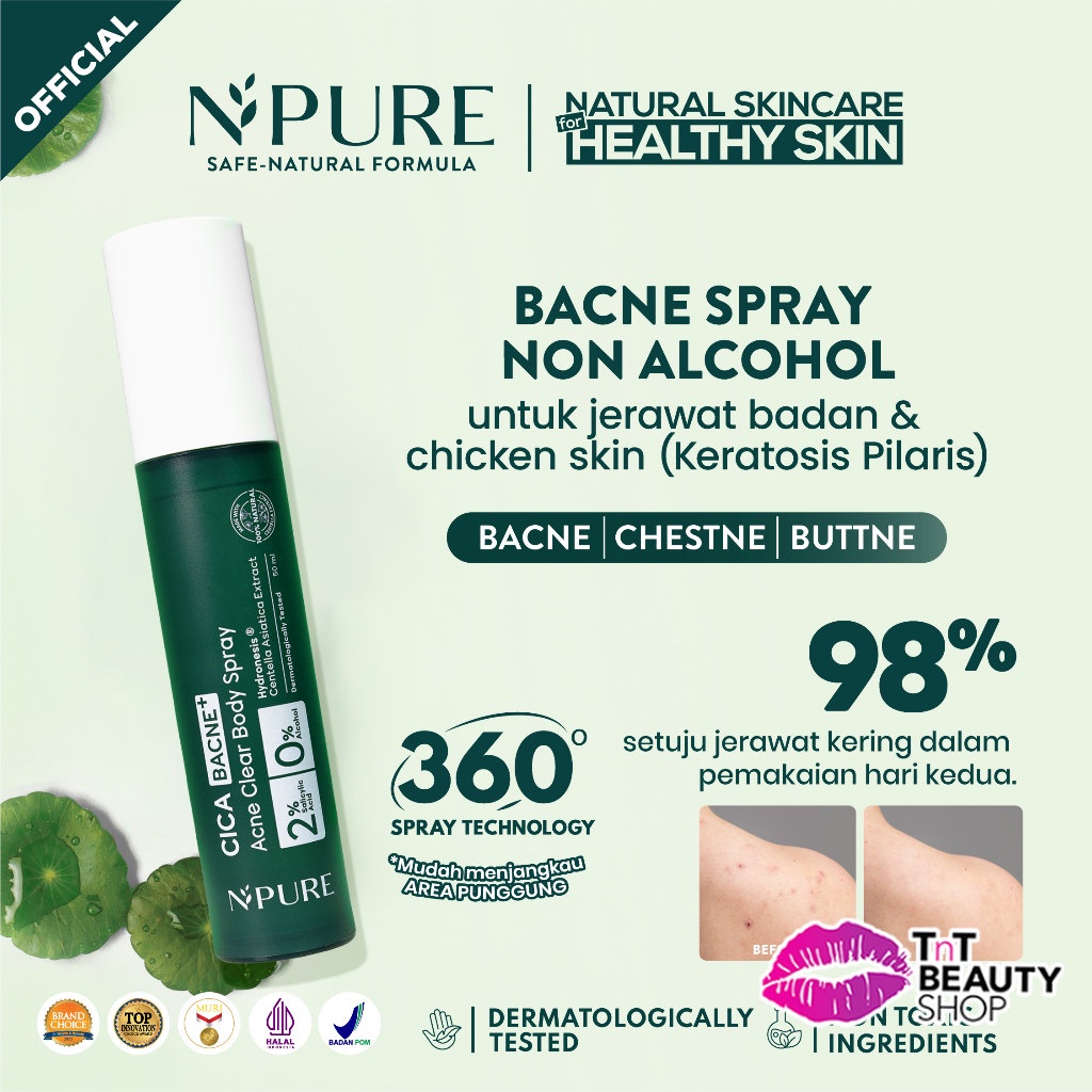 Jual NPURE Cica Acne Clear Body Spray - Bacne Spray 50ml | Jerawat ...