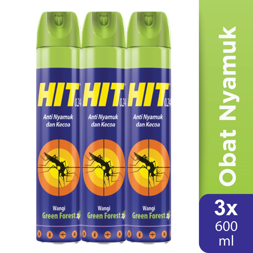 Jual Hit Aerosol Green Forest 600ml x3 - Obat Nyamuk - Bunuh Nyamuk ...