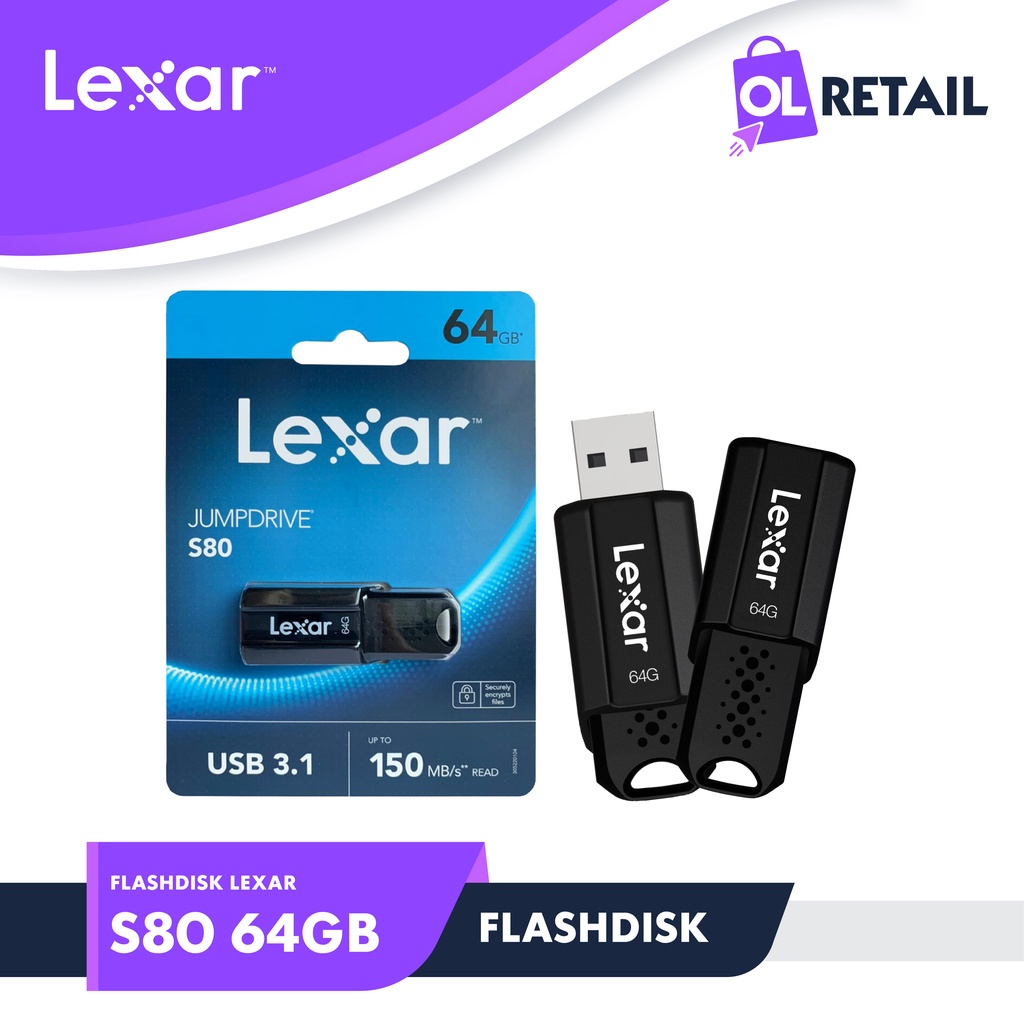 Jual Flashdisk Lexar JumpDrive S80 64GB USB 3.0- GARANSI RESMI | Shopee ...