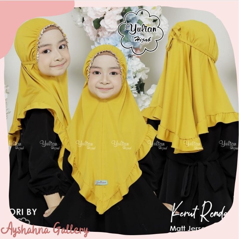 Jual A074 Kerudung Anak PREMIUM kerut Hijab Jilbab bergo kerut renda ...