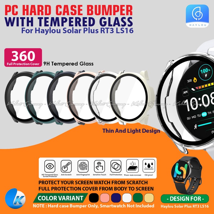 Jual Hard Case For Haylou Solar Plus RT3 LS16 Case With Tempered Glass ...