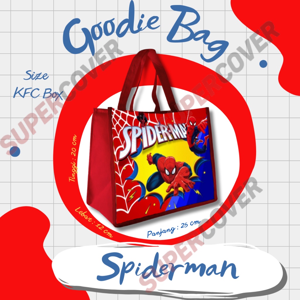 Jual Goodie Bag Gambar Spiderman Warna MERAH | Shopee Indonesia