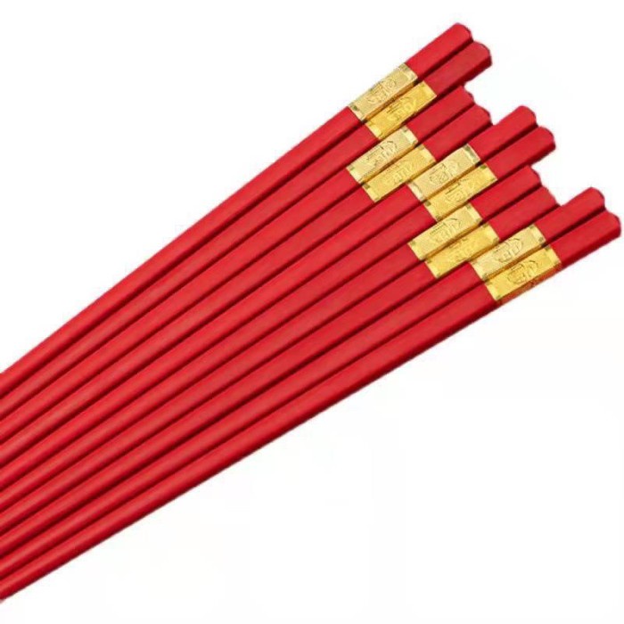 Jual (1 Pasang) Sumpit Logam Alloy Warna Merah Hiasan Ukiran Emas (24cm ...