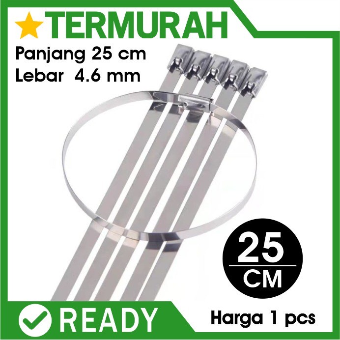 Jual stainless 1p 25cm Cable Ties ikat besi Kabel Tis Steel Metal Tie ...