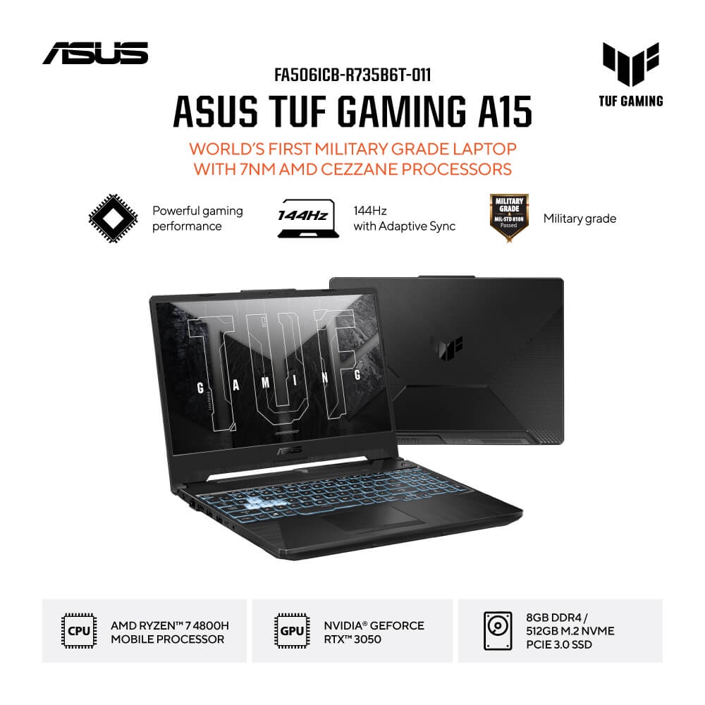 Jual Asus TUF FA506ICB R735B6TO11 R7 4800H/8/512/RTX3050 4GB/W11+OHS 15 ...