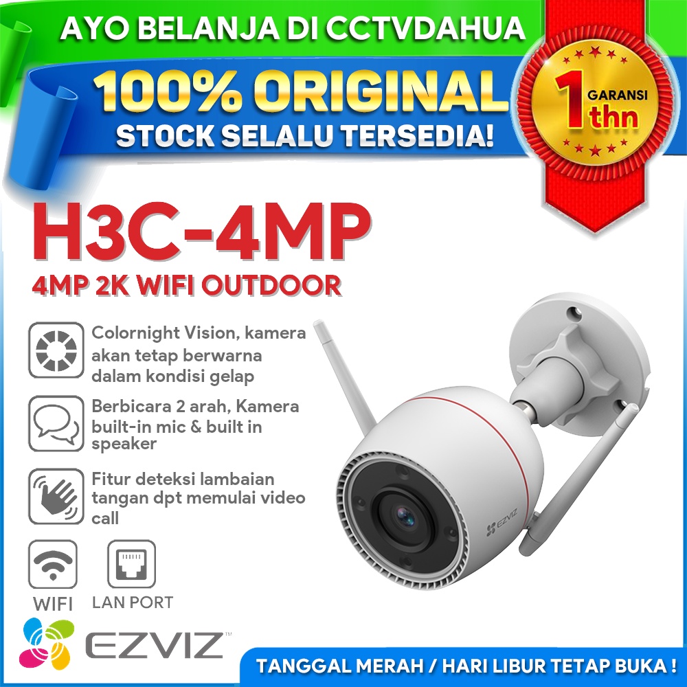 Jual EZVIZ H3C 4MP 2K COLORNIGHT VISION 2WAY AUDIO H265 WIFI OUTDOOR ...