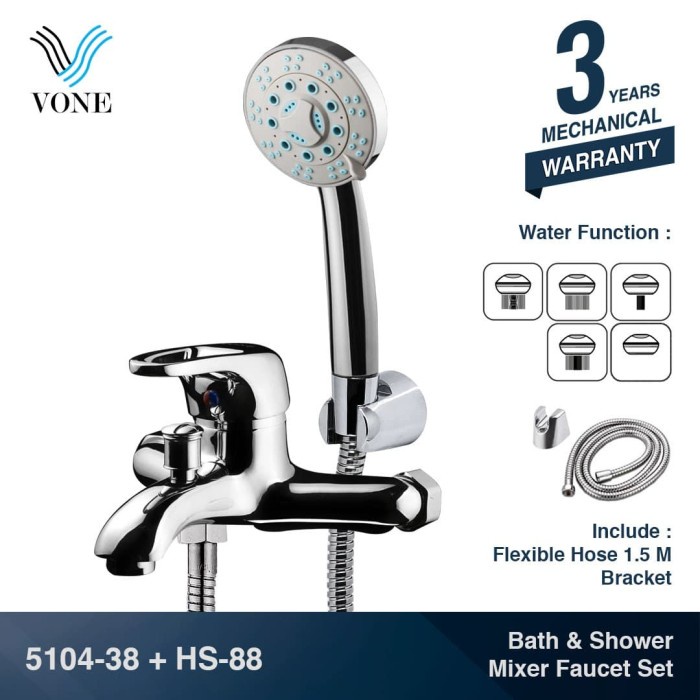 Jual (NEW) VONE 5104-38 + HS-88 Set Keran Kran Mixer Bathub Shower ...