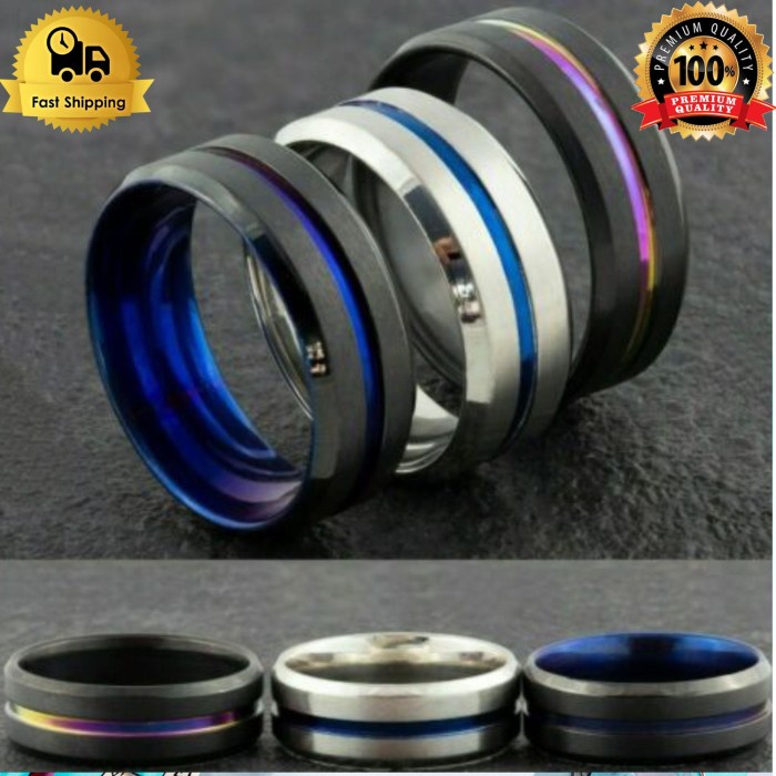 Jual Cincin Pria Hitam Silver Titanium Pria Anti Karat Simple Fashion ...
