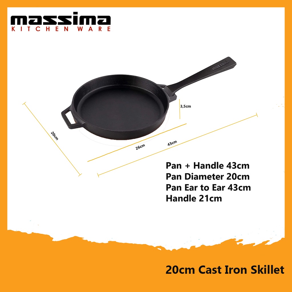 Jual Massima DETACHABLE HANDLE Cast Iron Skillet 20 cm | Shopee Indonesia