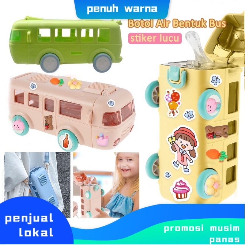 Jual 【Local Delivery 】500ML Botol Air Minum Bentuk Bus Dengan Sedotan ...