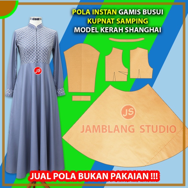 Jual Pola Instan Gamis Busui Kupnat Samping Kerah Shanghai | Aneka Pola | Shopee Indonesia