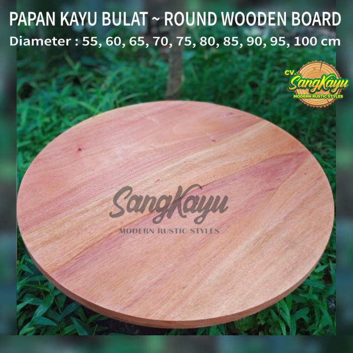 Jual Papan Kayu bulat diameter 80 cm daun meja bulat kayu round wood ...