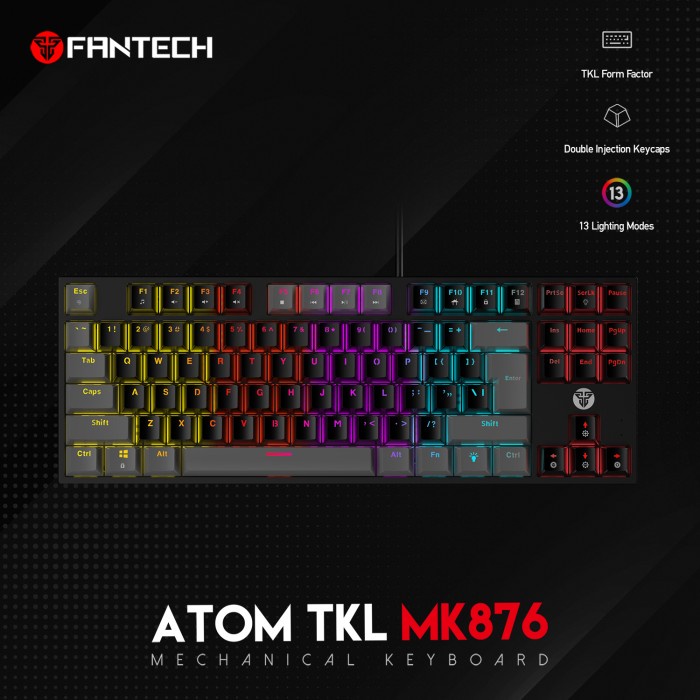 Jual Fantech ATOM TKL MK876 RGB Gaming Mechanical Keyboard - Black, Outemu Blue | Shopee Indonesia