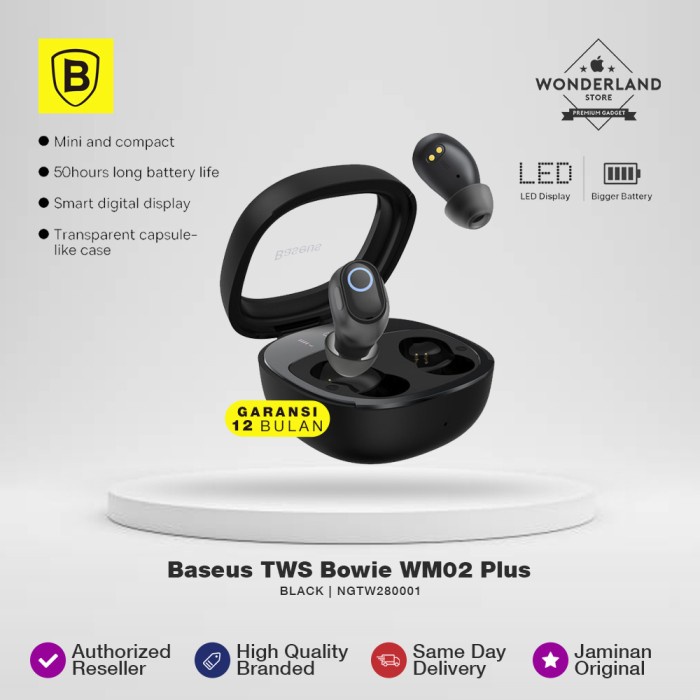 Jual Baseus TWS Bowie WM02+ Plus with Display Low Latency Headset ...