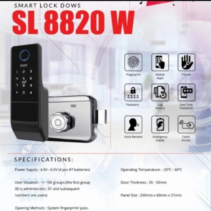 Jual Smart Lock Finger Print Dows SL 8820 | Shopee Indonesia