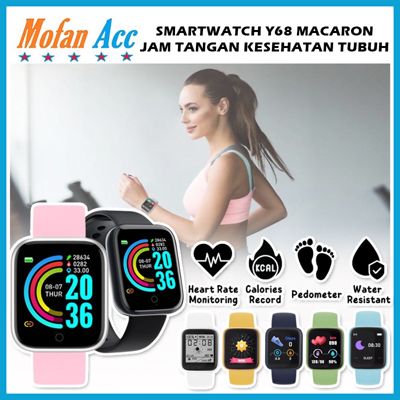 Jual [MA] Smartwatch Y68 Macaron / Smart Watch Bluetooth For Sport ...