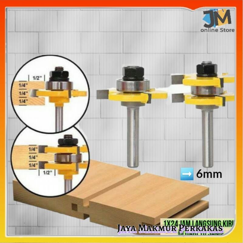 Jual Mata bor 1 pasang tongue & groove shanks 1/4" mata profil router ...
