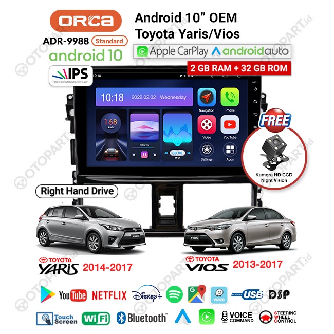 Jual Head Unit TV Android 10″ inch OEM Toyota VIOS 2013-2017 ORCA RHD ...