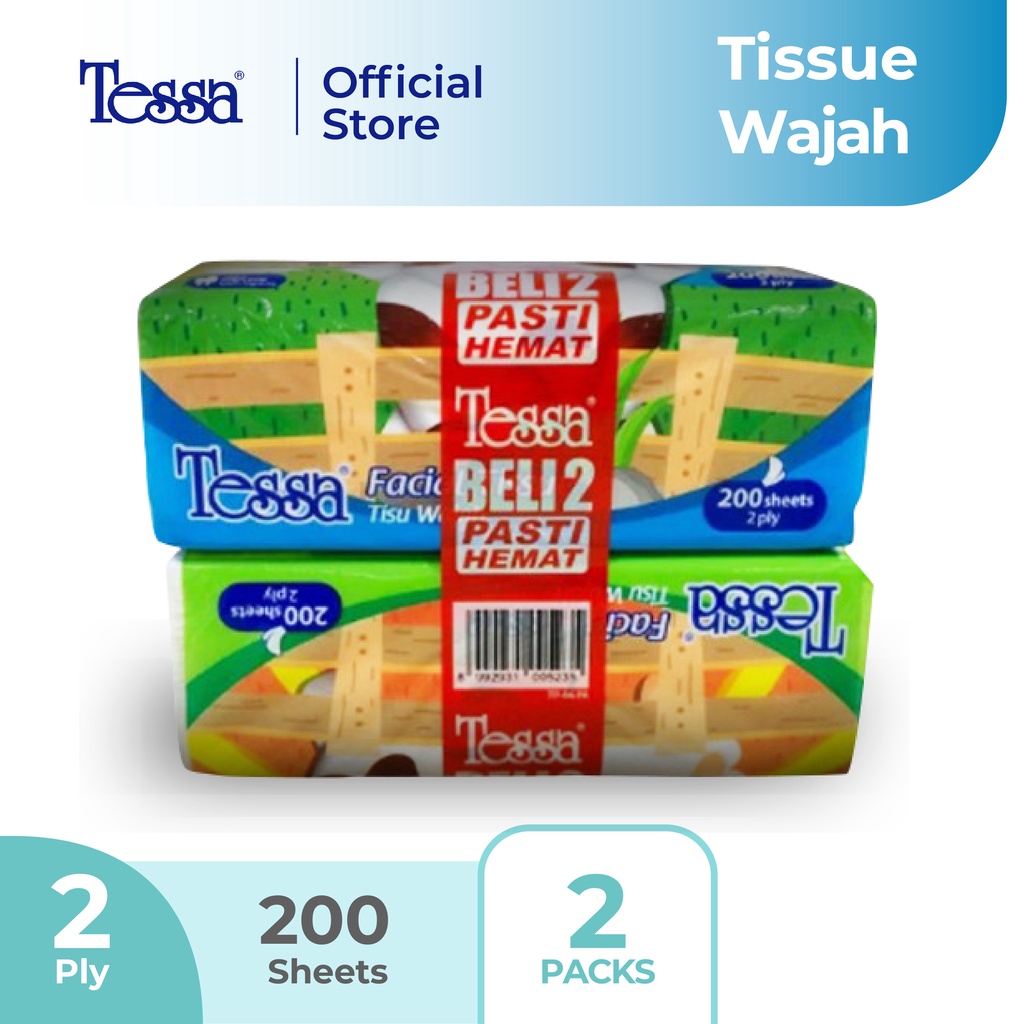 Jual Tessa Facial Tissue Isi 200s 2ply x 2 pcs | Shopee Indonesia