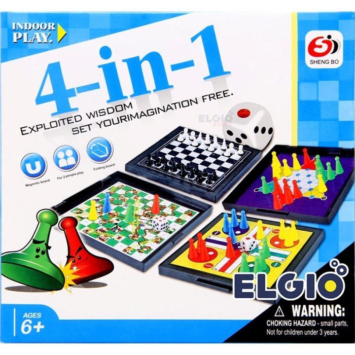Jual Paket Permainan Papan Board Game 4 in 1 Catur Ludo Halma Ular ...