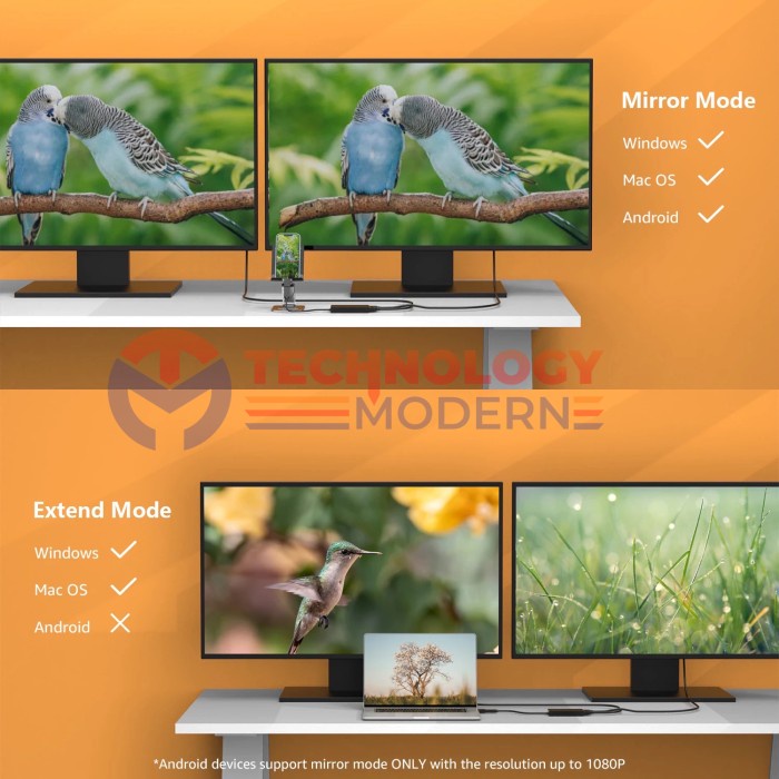 Jual 4K Multiple Monitor USB 3.0 to Dual HDMI Extend Display 2 Monitor ...