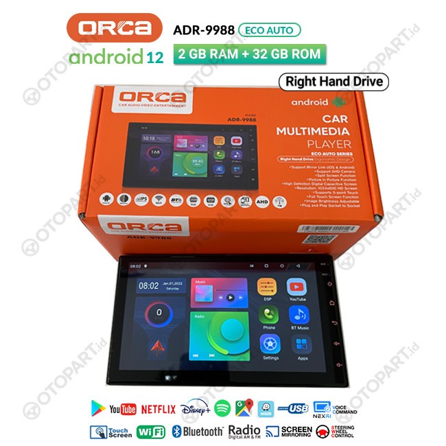 Jual Head Unit Android 7″ inch ORCA ADR-9988 ECO AUTO CARPLAY (2+32GB ...