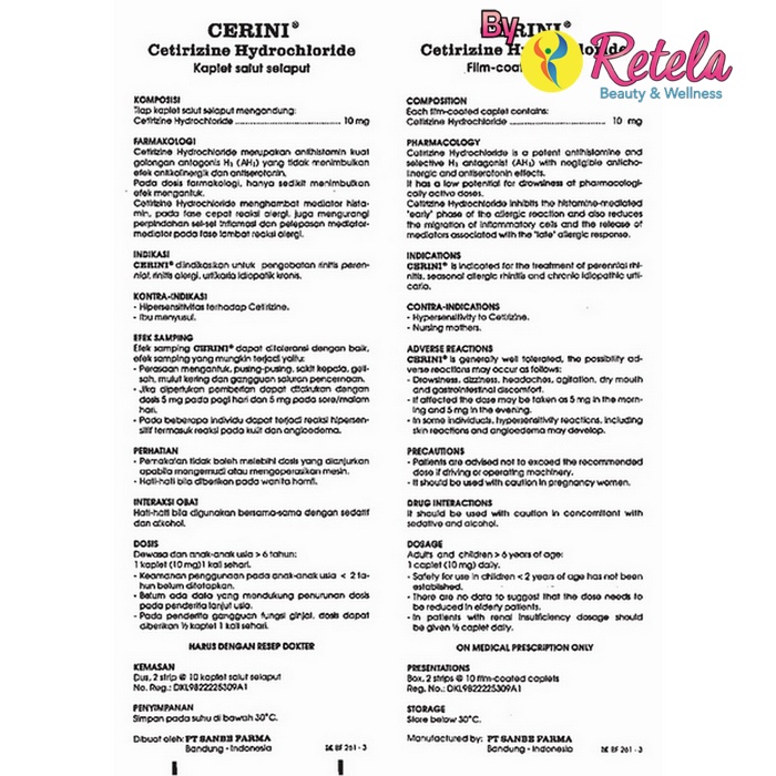 Jual CERINI 10MG 1 STRIP 10 TABLET | Shopee Indonesia